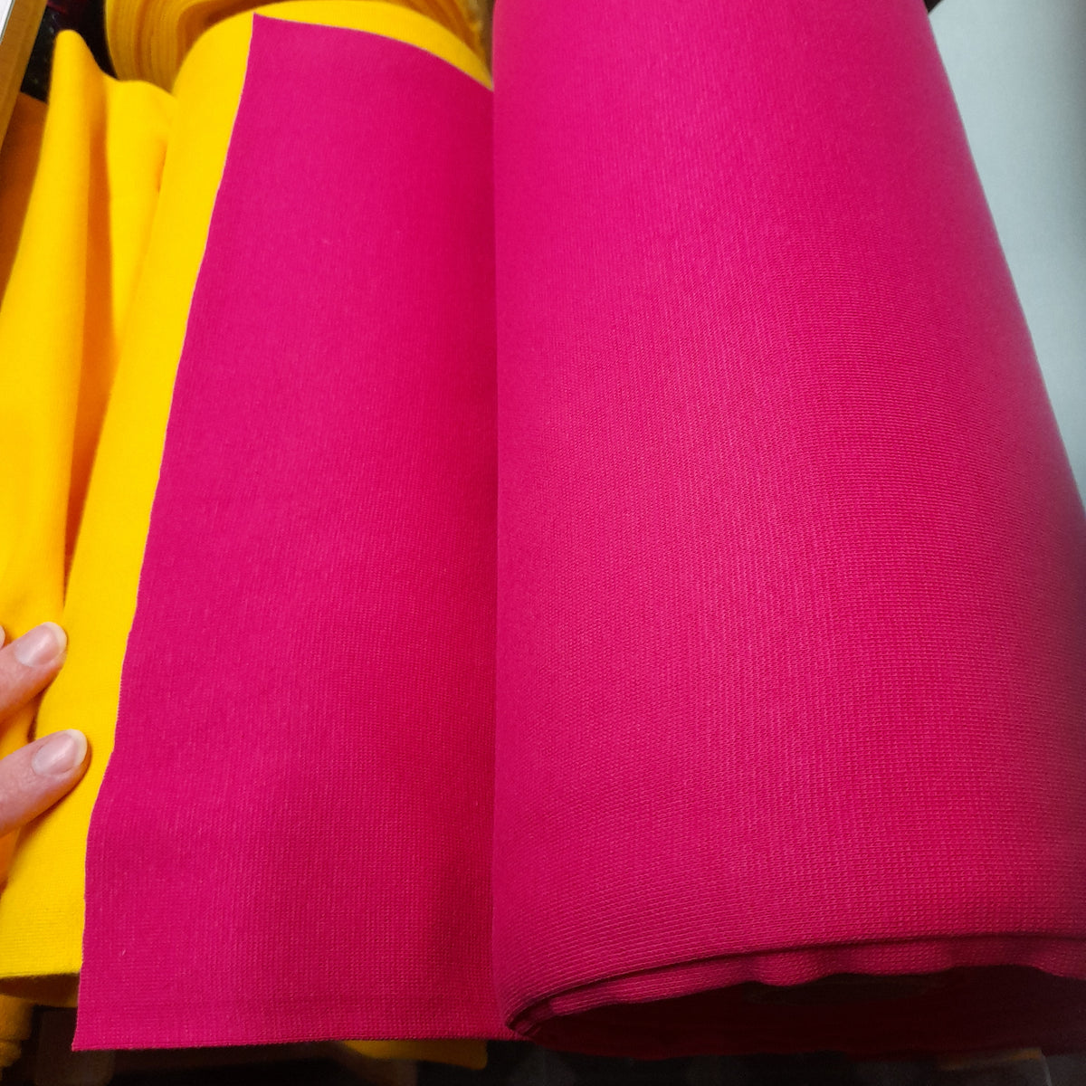 Pink tubular ribbing – Rockstar Fabrics