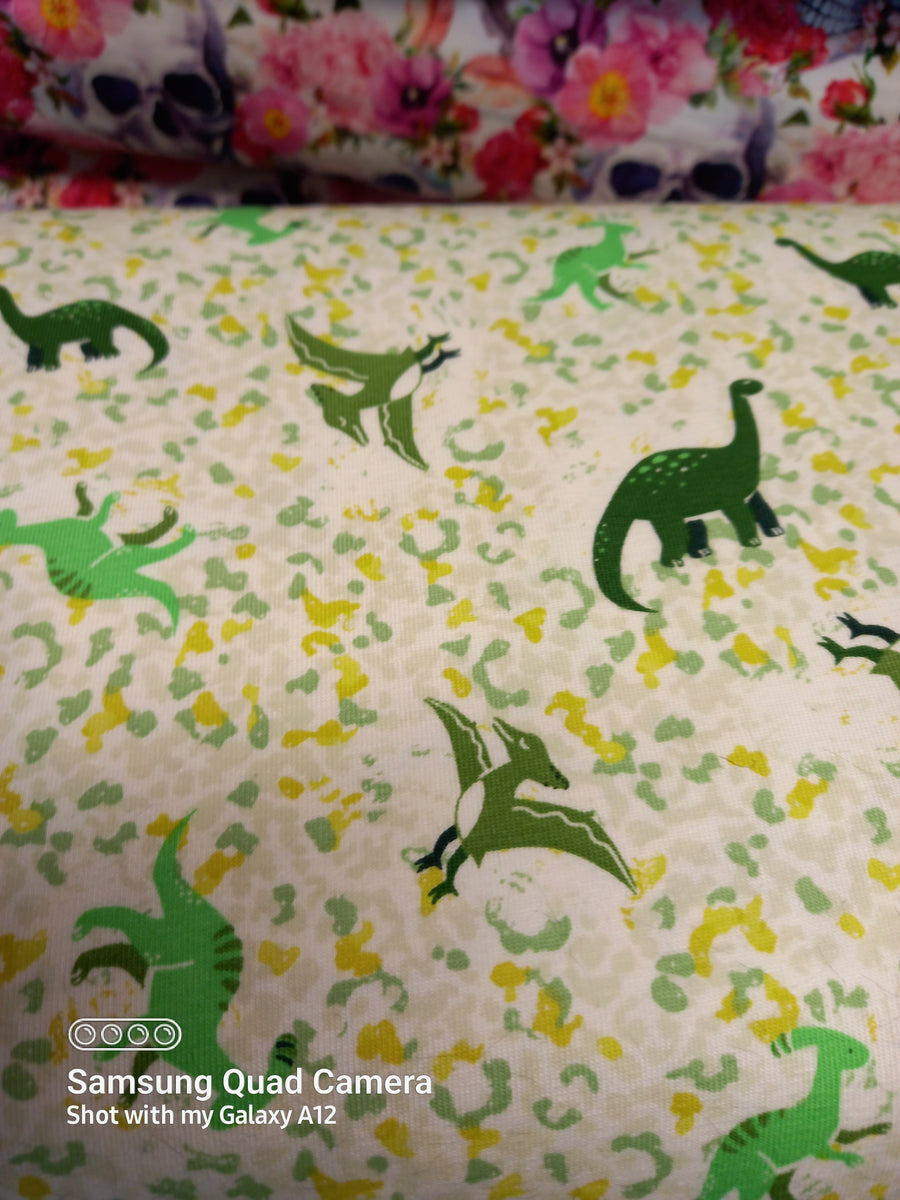 Leopard spots dinosaurs jersey – Rockstar Fabrics