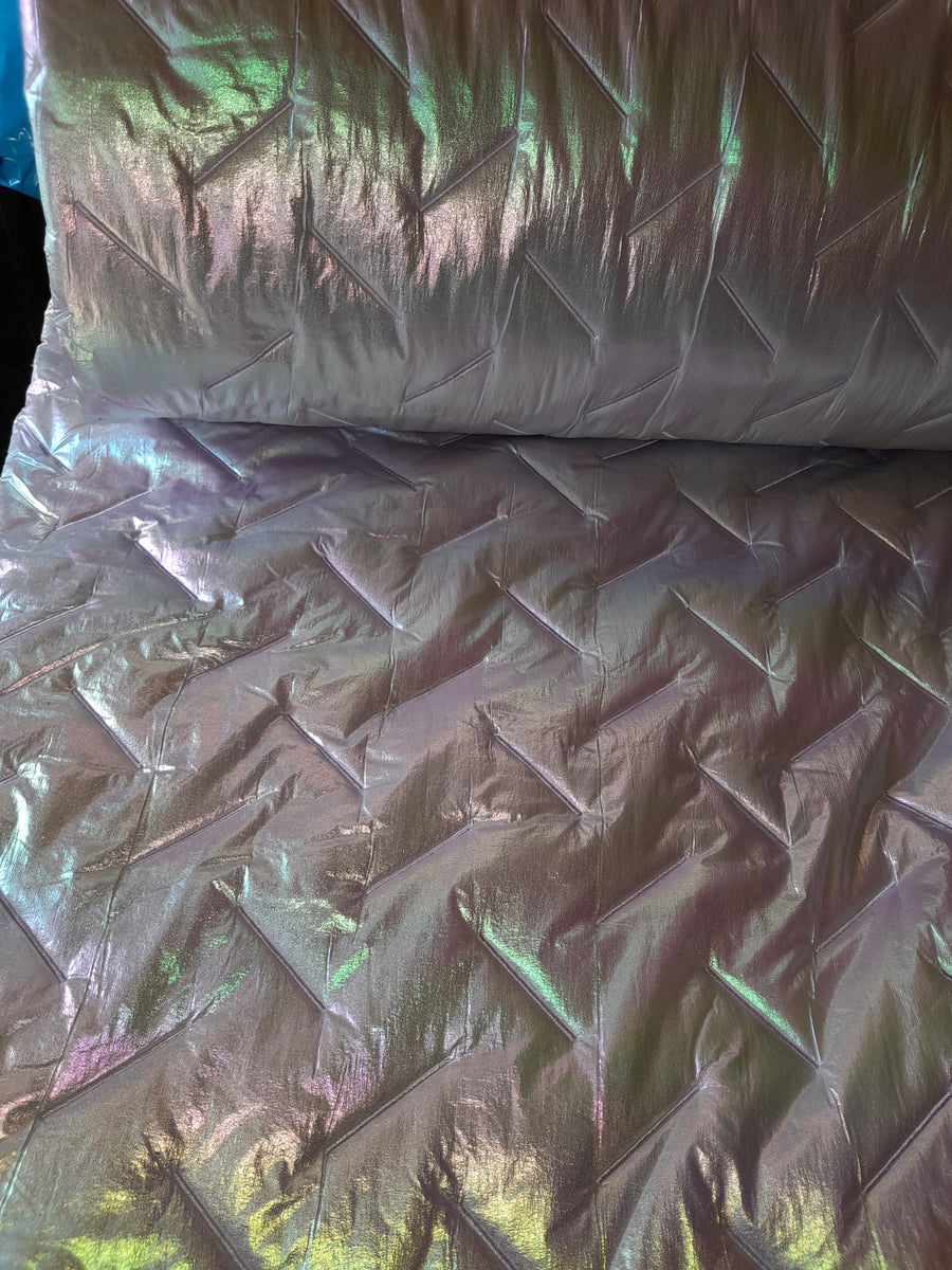 Pastel rainbow foiled padded coat fabric – Rockstar Fabrics